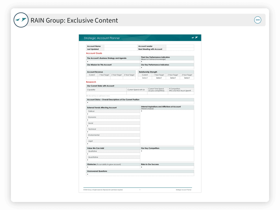 RAIN Group - Strategic Account Planner | Highspot Marketplace
