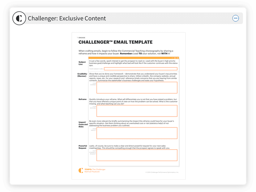 Win First Sales Calls with Challenger | Highspot Marketplace