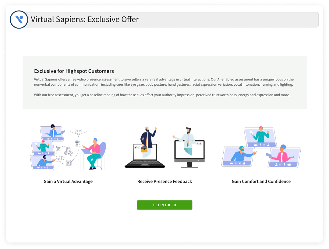 Virtual Sapiens: Personalized Virtual Presence Assessment | Highspot ...
